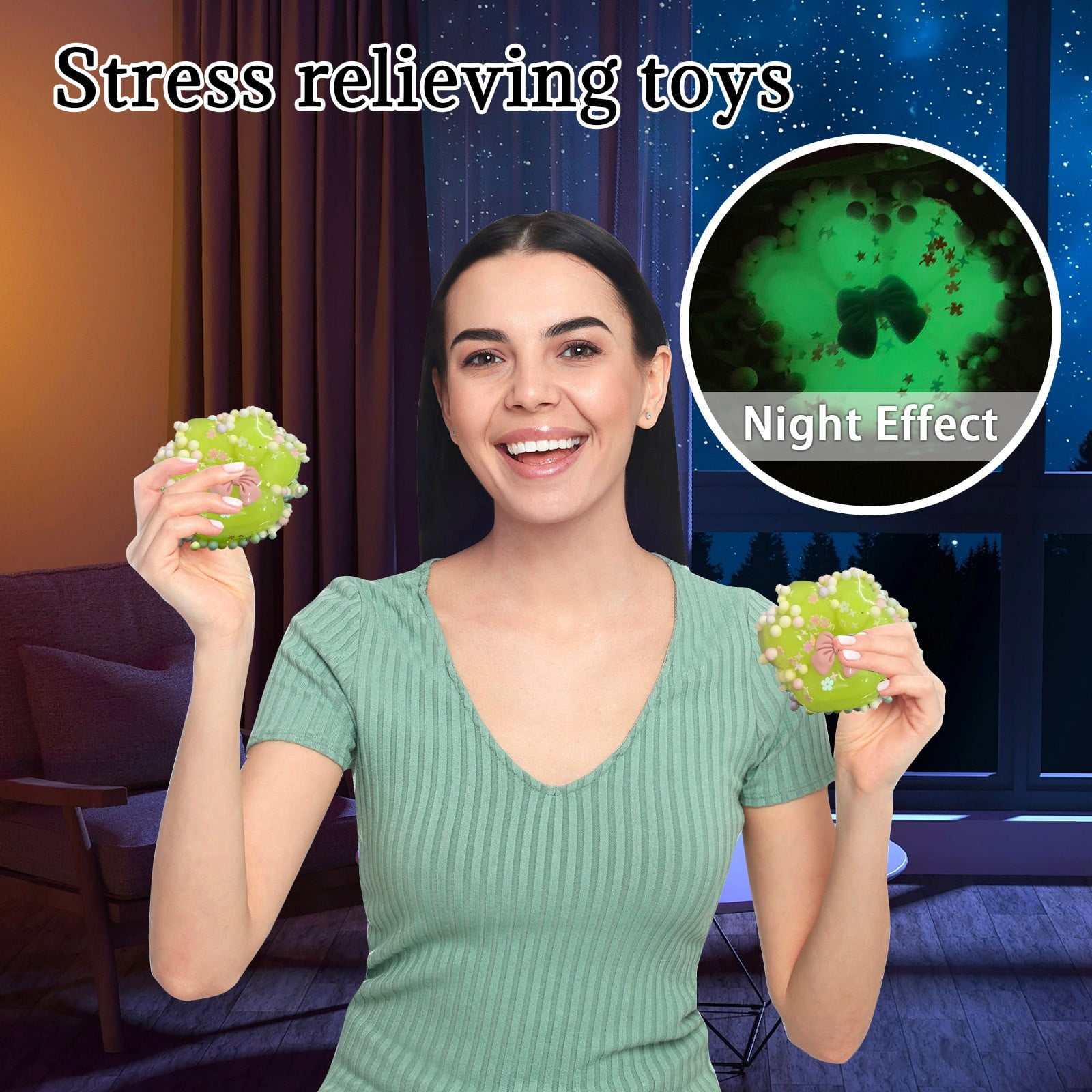 Glow in The Dark Cat Squeeze Fidget Toy - Stress Relief Toys for Adults ...