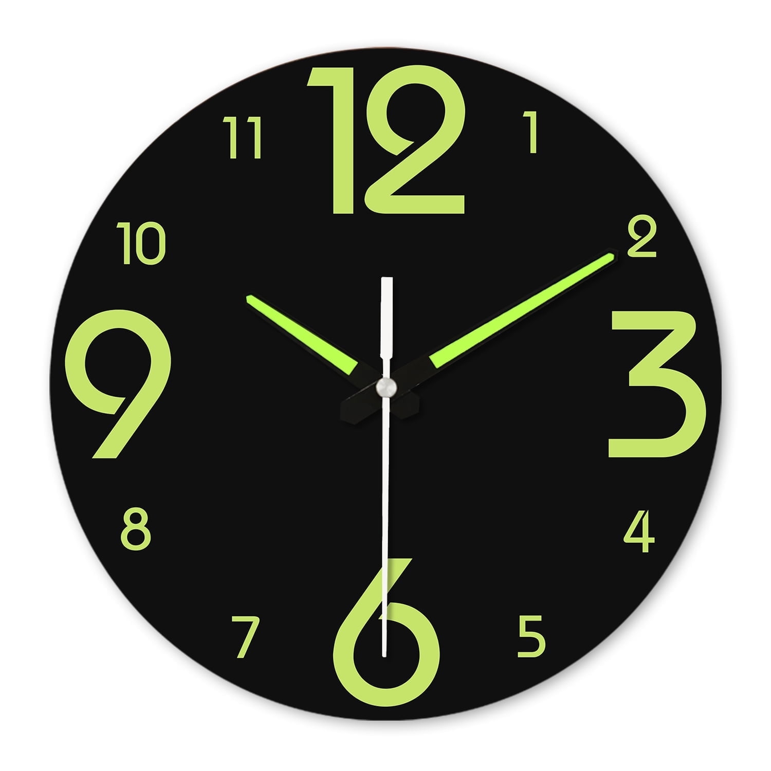 Glow in The Dark Clock 14 Inch Modern Silent Non Ticking Luminous Wall ...