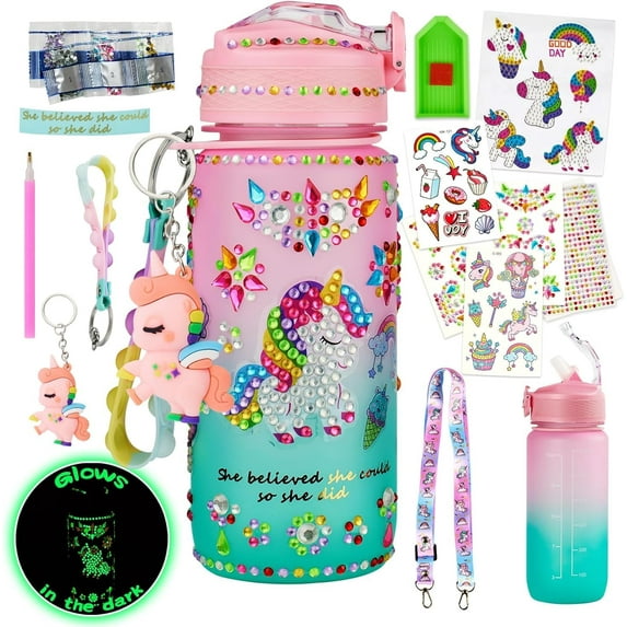 Glow in The Dark Decorate Your Own Water Bottle Kit,Unicorn Toy Gift ...