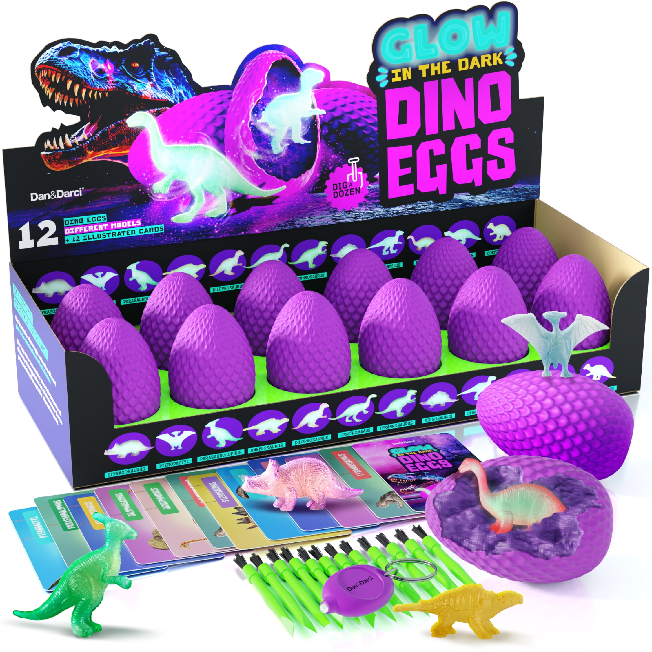Glow in The Dark Dino Eggs Dig Kit for Kids - Dinosaur Egg Digging Toys ...