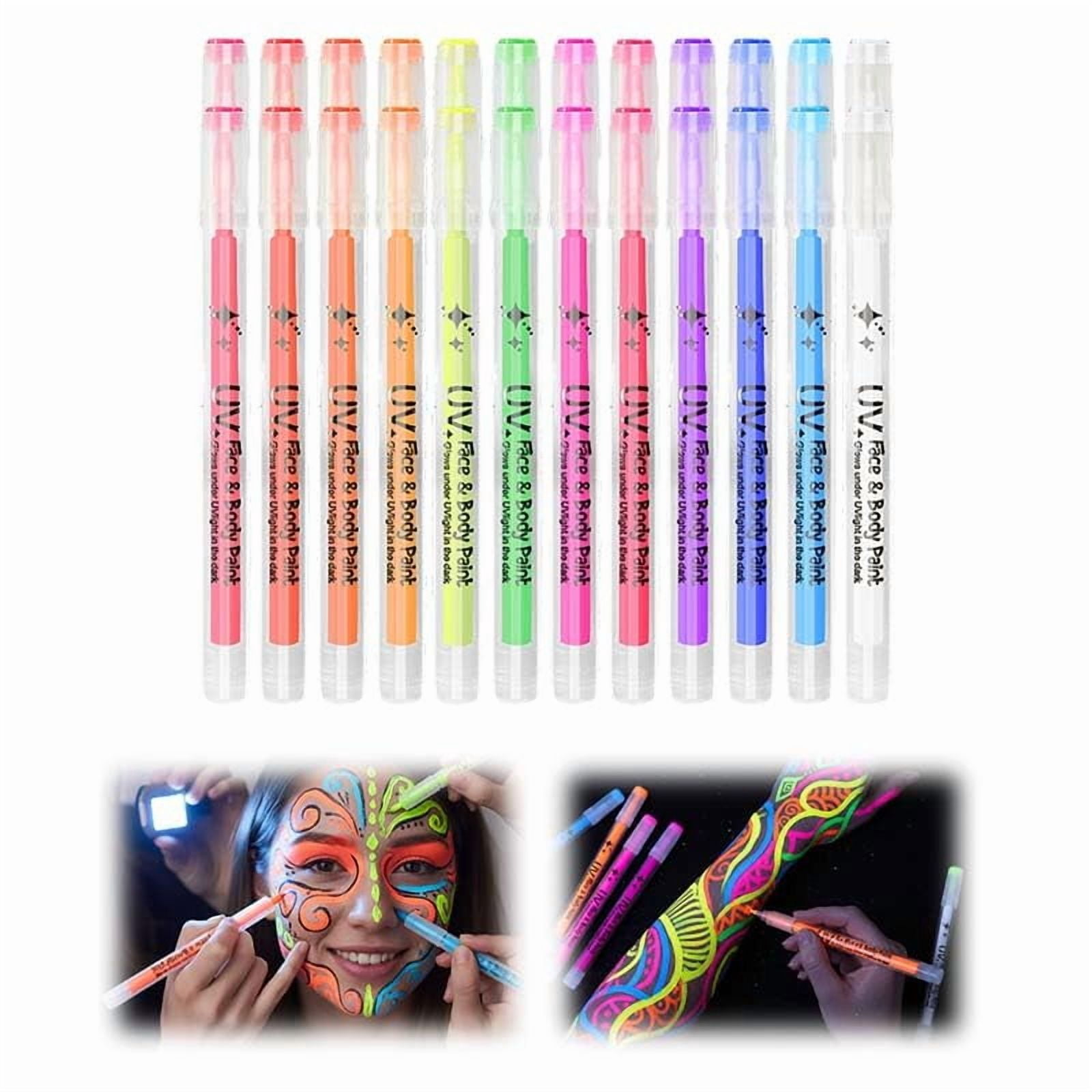 Glow in the Dark Face Paint Markers, UV Neon Body Paint Pens for Skin ...