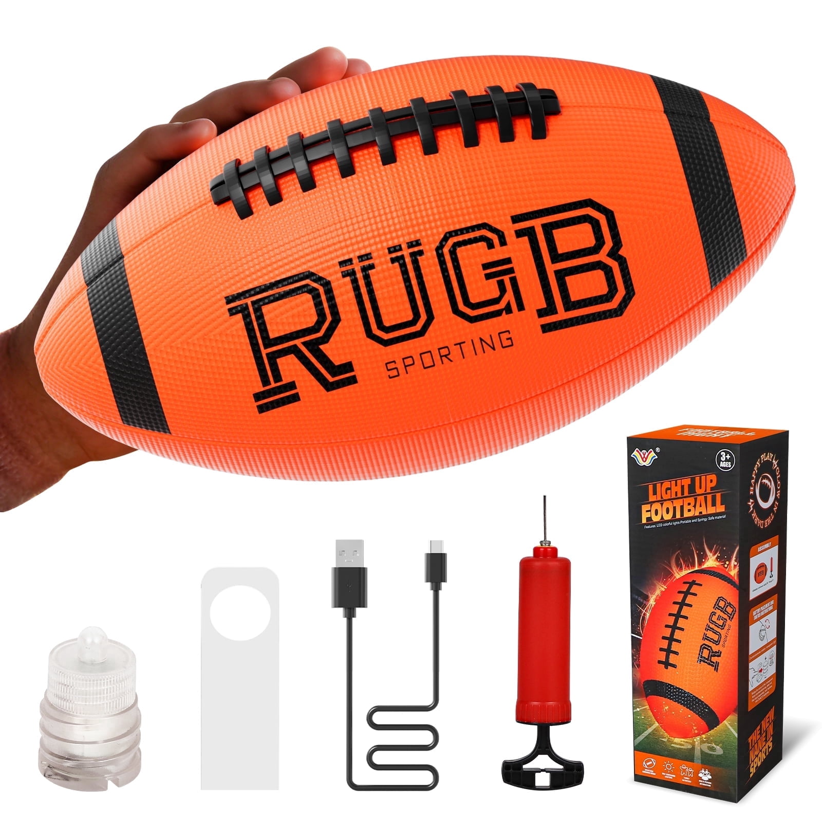 Glow in the Dark Football, USB Charge Light up Football Toys, Sport Toy ...