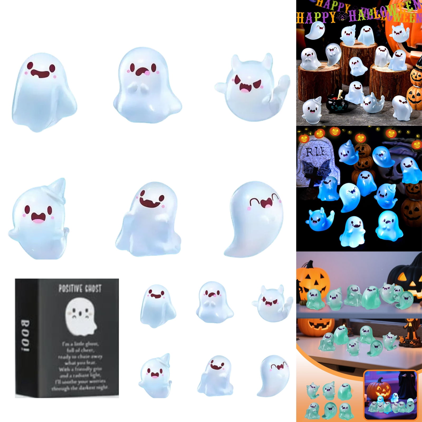 Glow in The Dark Mini Ghost Figures Blind Box, Halloween Mini Ghost ...