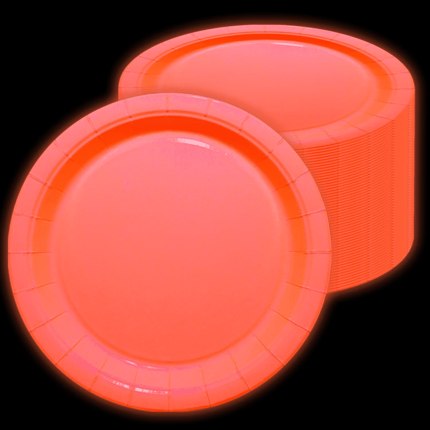 Glow in the Dark Neon Birthday Plates, 50 Pcs 9 x 9 inches Tangerine ...