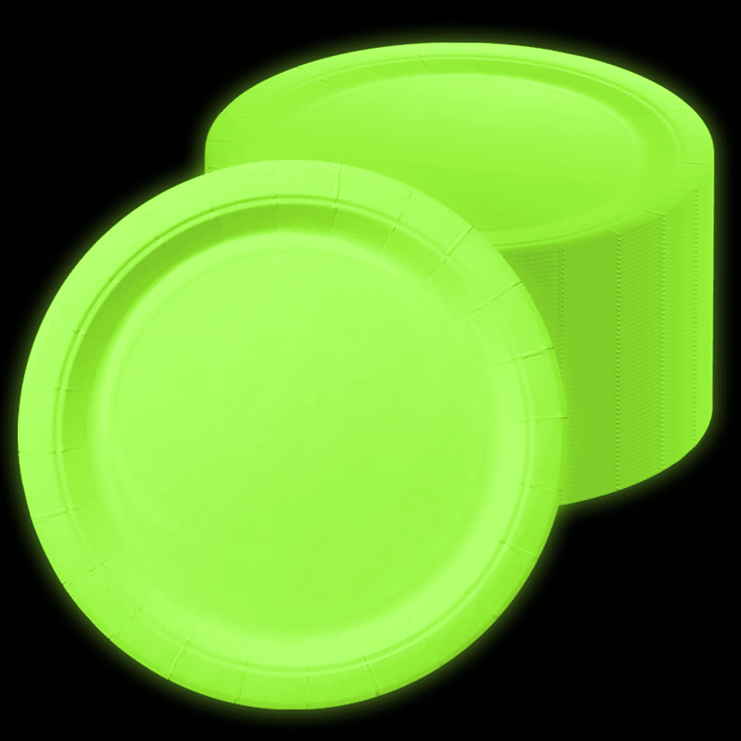 Glow in the Dark Neon Birthday Plates, 50 Pcs 9 x 9 inches Yellow Bulk ...