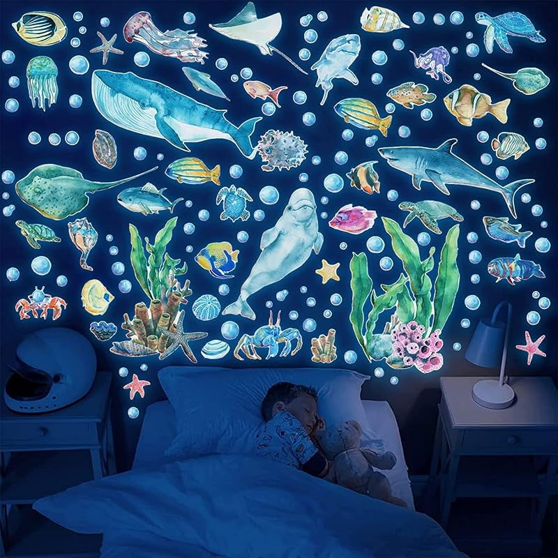 Glow in The Dark Ocean Fish Wall Decals,Under The Sea Wall Stickers ...