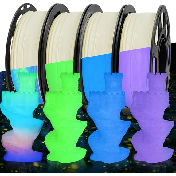 Glow in Dark PLA 3D Printer Filament Bundle, Glowing in Dark ...