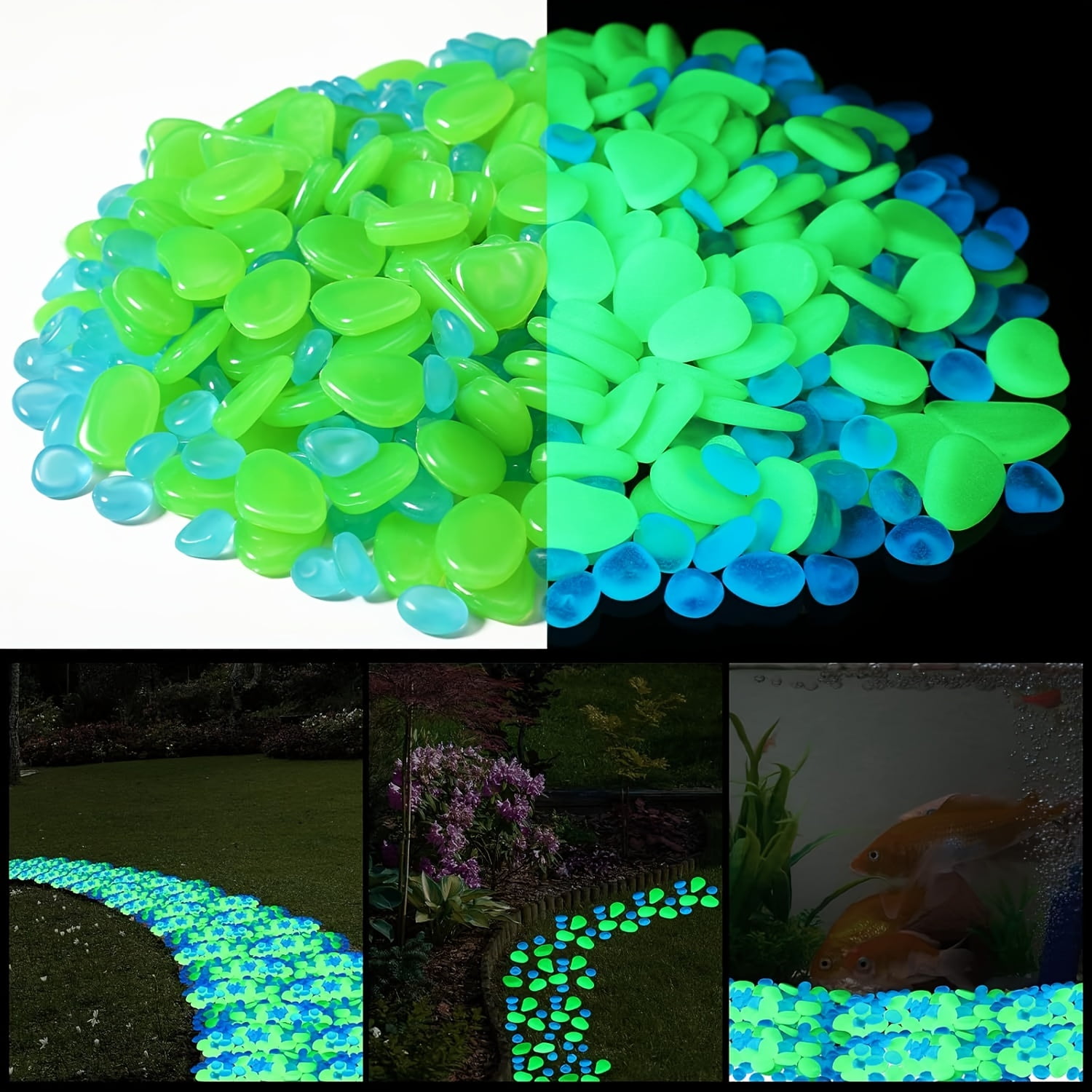 Glow in the Dark Pebbles - 1040/2080 Pcs Plastic Luminous Stones for ...