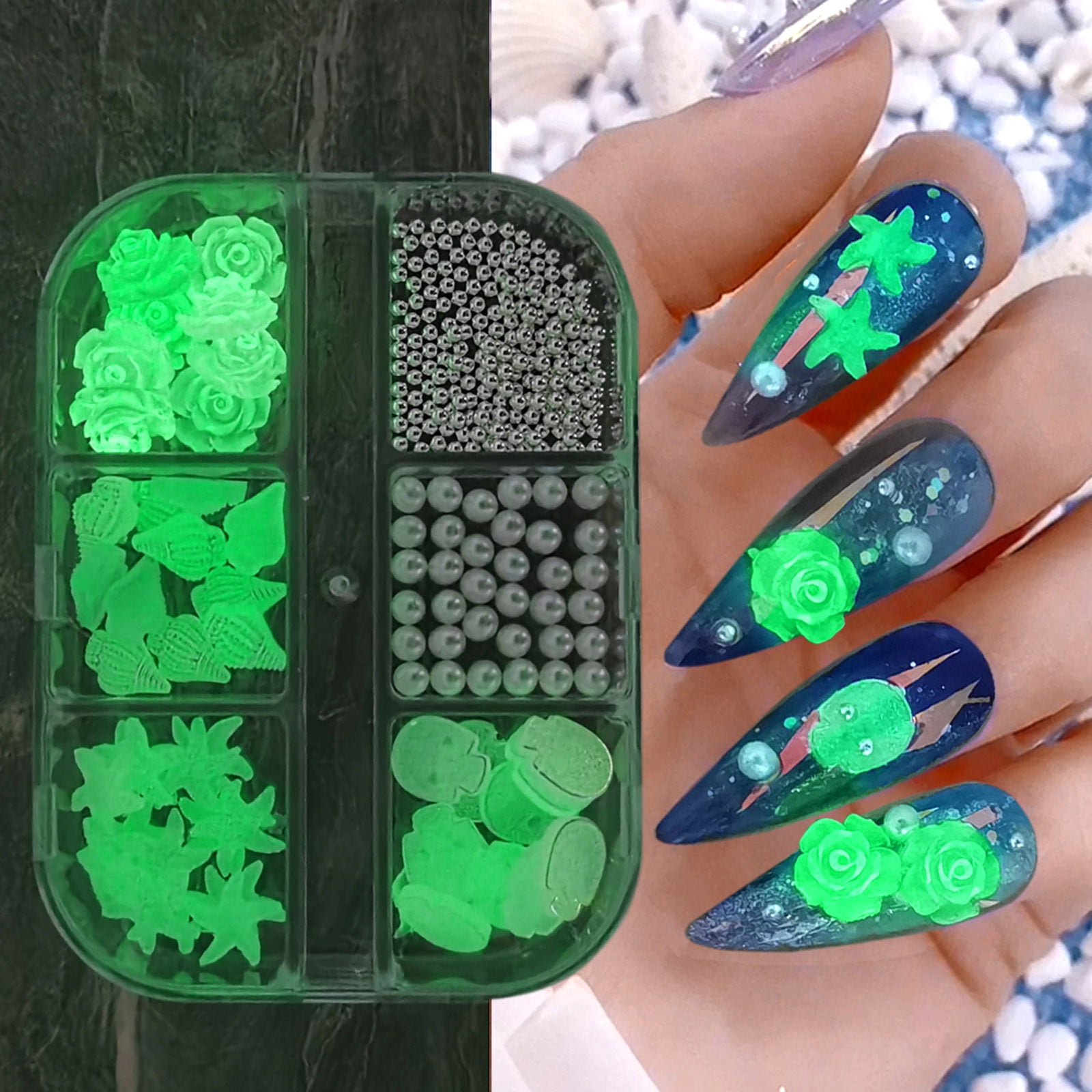 Glow in The Dark Resin Charms for Craft, Nail 3D Cute Flower Flatback ...