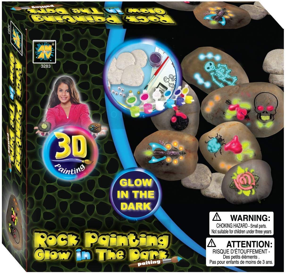 Glow in The Dark Rock Painting Kit- All Supplies Included - Non-Toxic ...
