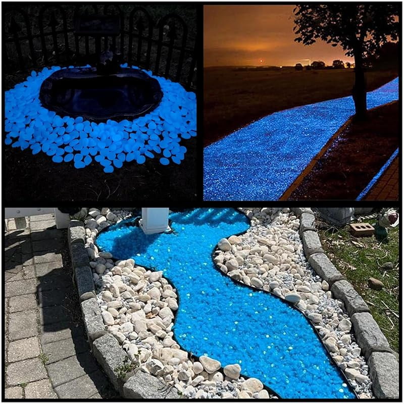 Glow in The Dark Rocks Outdoor, 500 pcs Blue Solar Rocks for ...