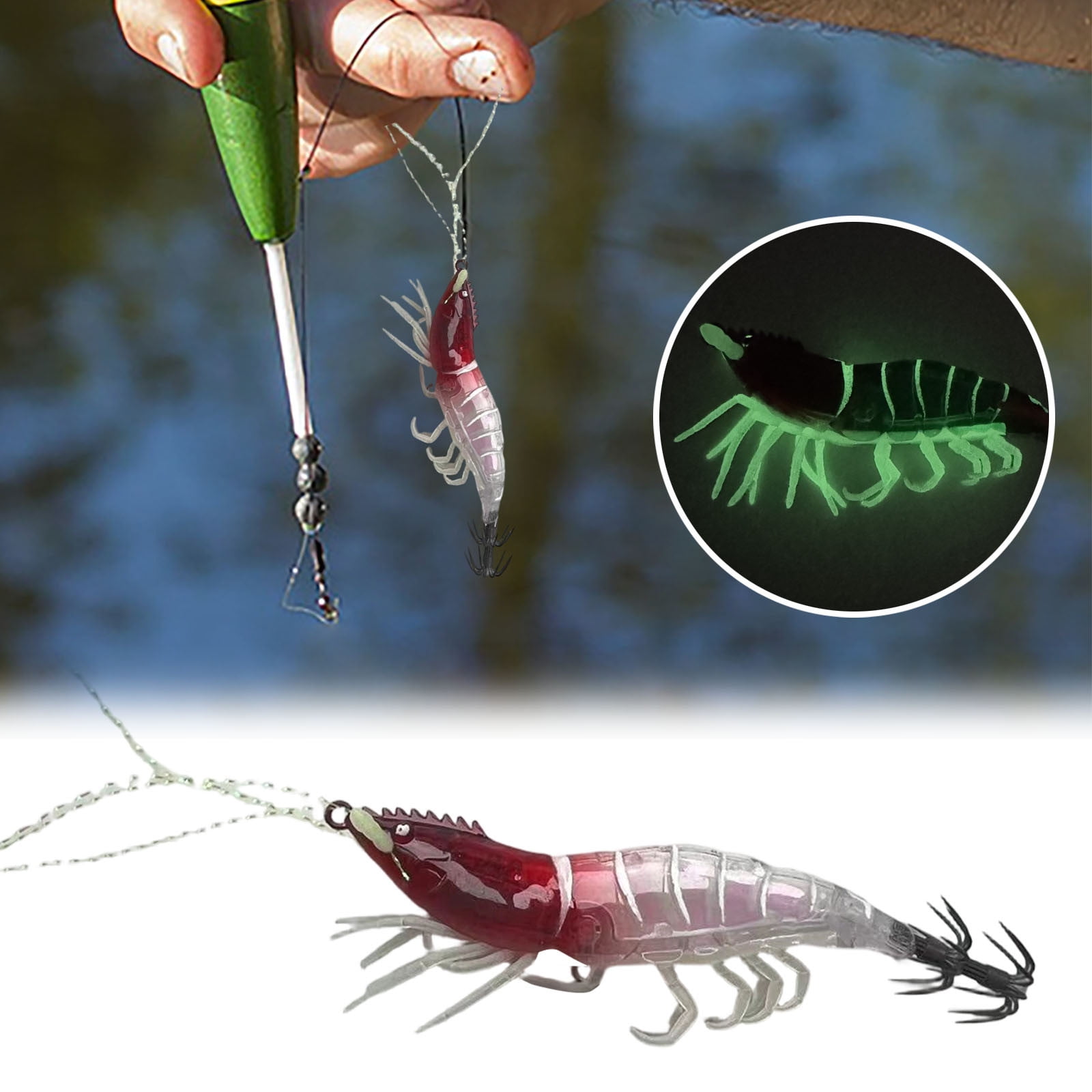 Glow in the Dark Squid Lures - 3.94 Inch Horizontal Jig with Realistic ...