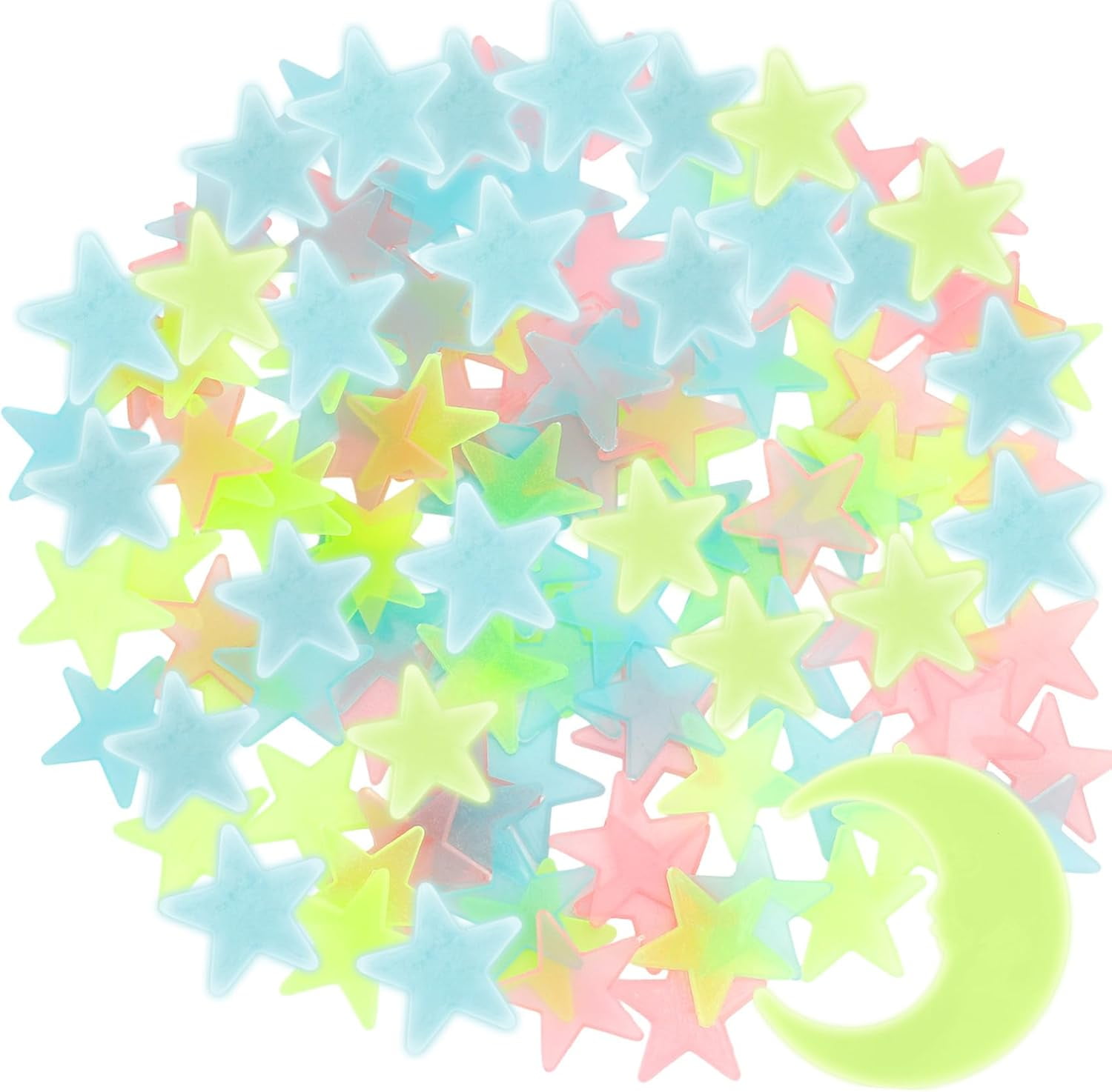 Glow in The Dark Stars for Ceiling, 100Pcs Colorful Glowing Stars and ...
