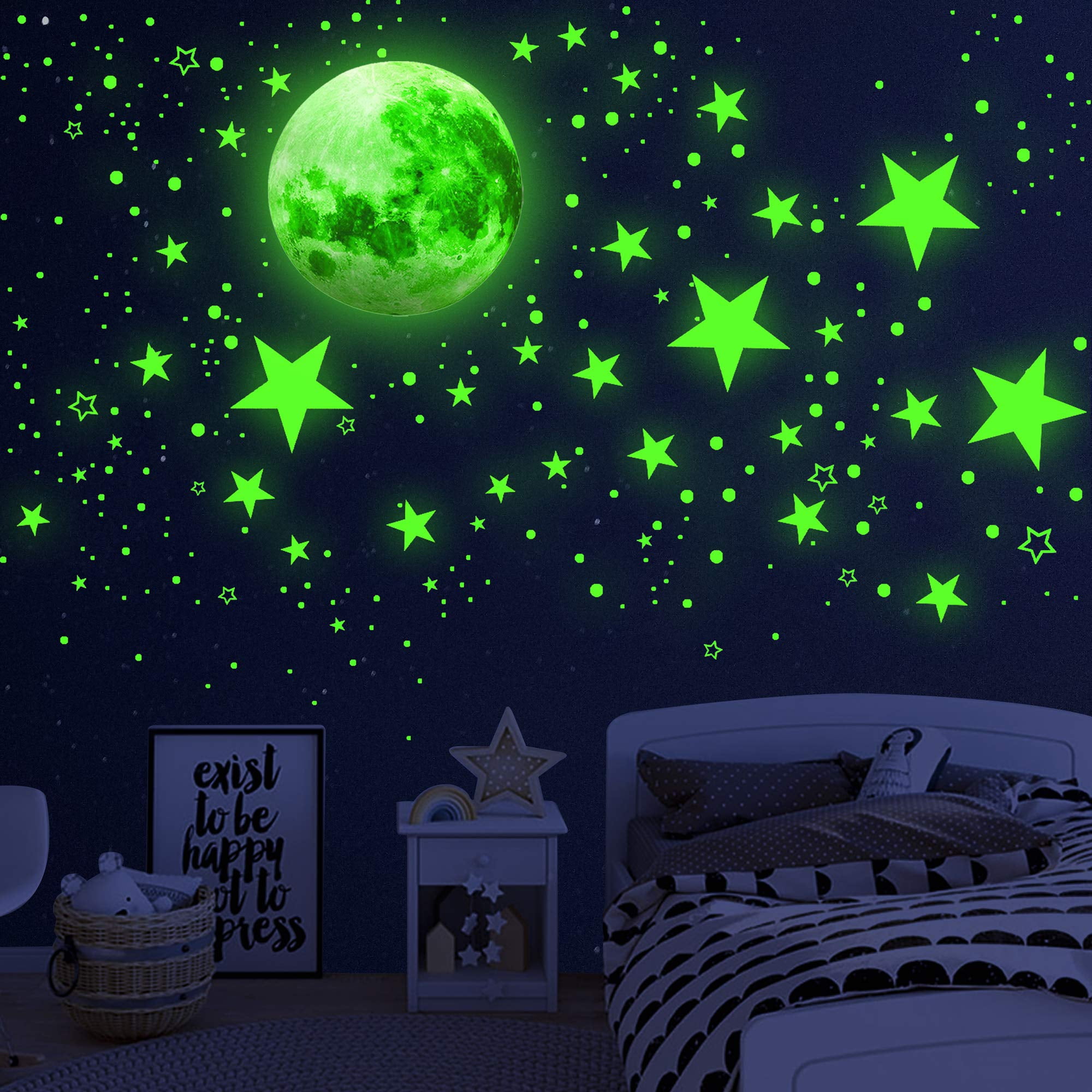 Glow in The Dark Stars for Ceiling,Glow in The Dark Stars and Moon Wall ...