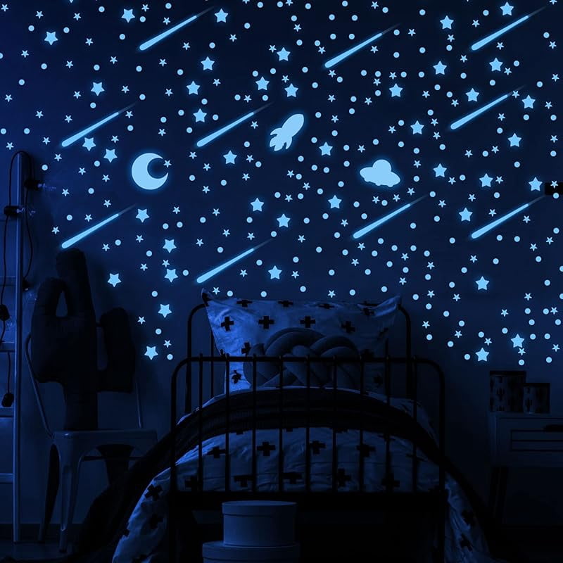 Glow in The Dark Stars for Ceiling, Outer Space Blue Wall Stickers ...