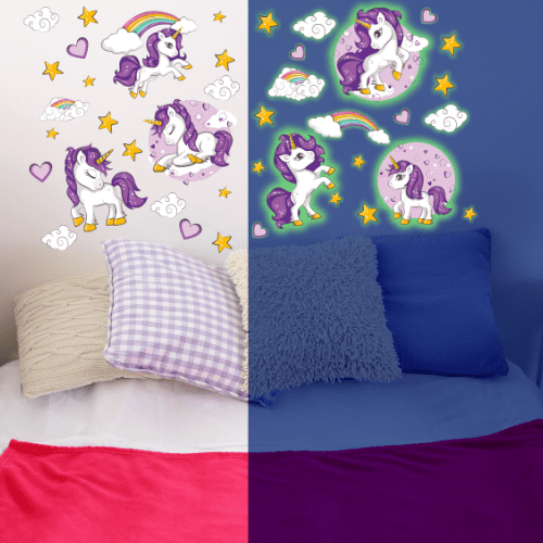 Glow in The Dark Unicorn Wall Decals(Purple) - Quality Peel and Stick ...