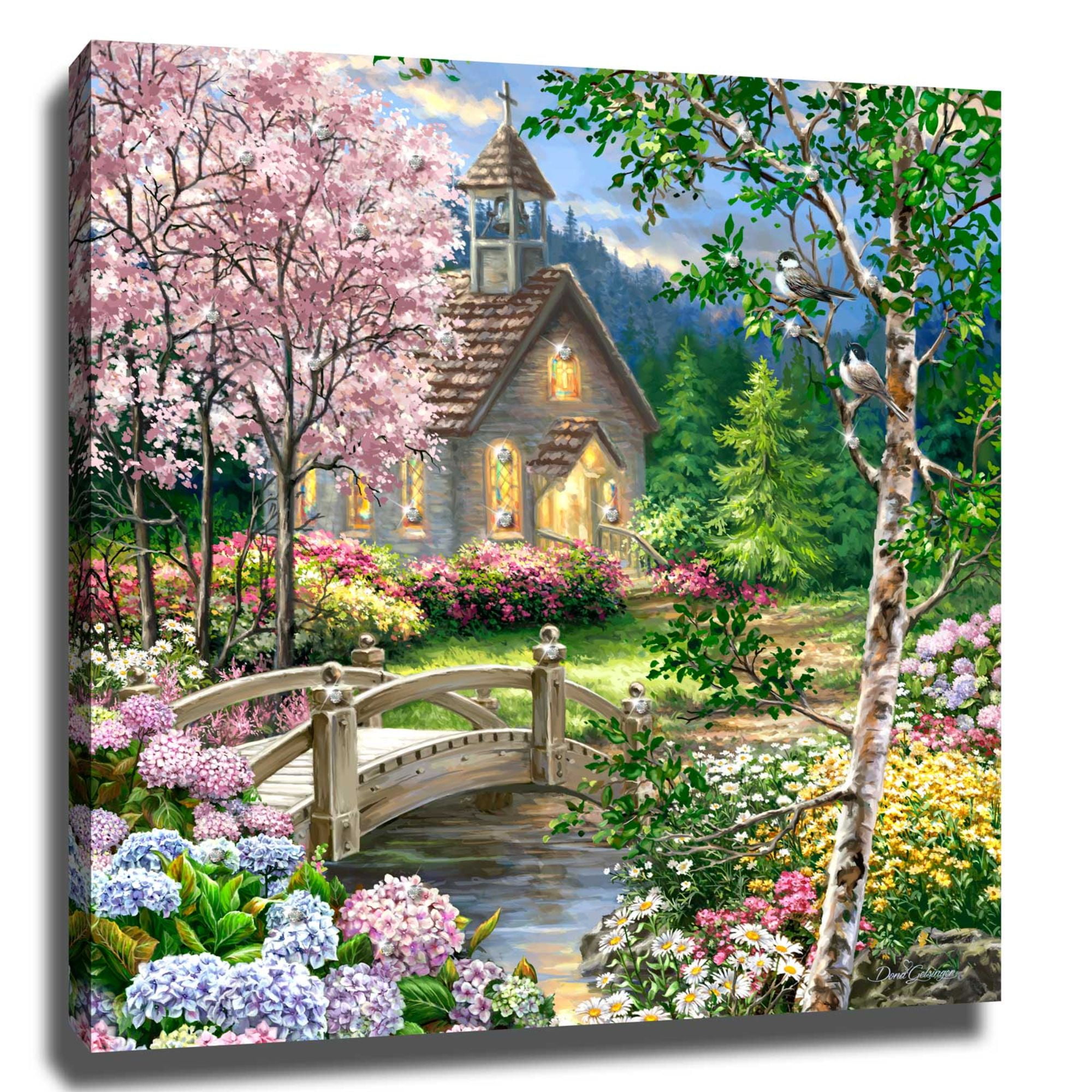 Glow Decor 10" Green and Pink Spring Chapel Wall Art Decor - Walmart.com