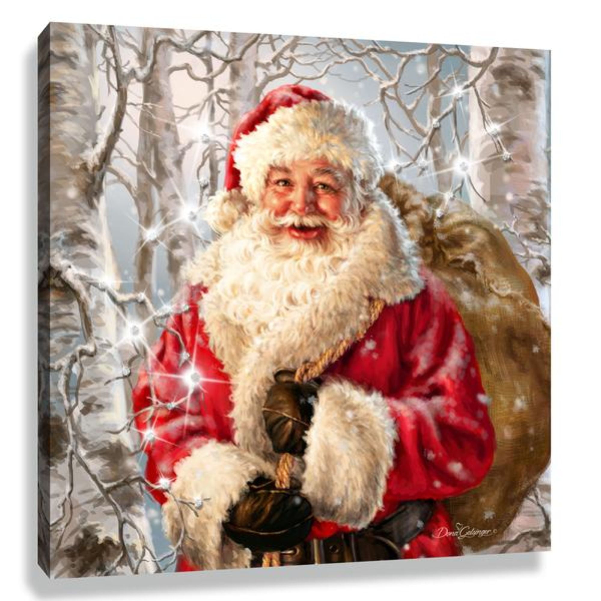 Glow Decor 10" x 10" Red and Brown Birch Forest Santa Embellished ...