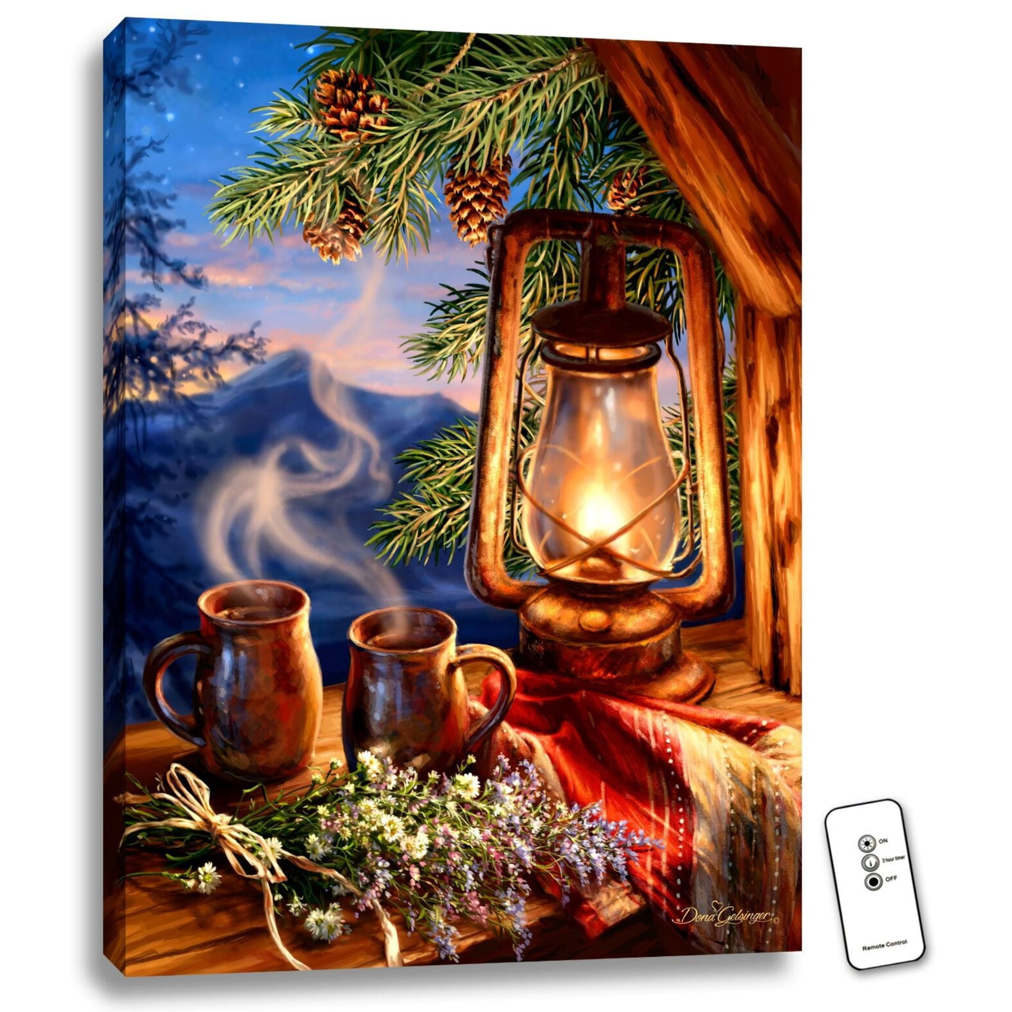 Glow Decor 24" x 18" Blue and Green Morning Coffee Backlit LED Wall Art ...