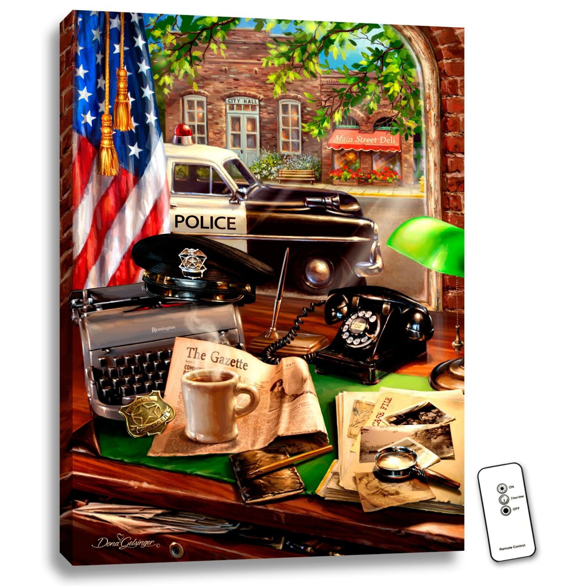 Glow Decor 24" x 18" Brown and Blue Hometown Hero Police Backlit LED ...