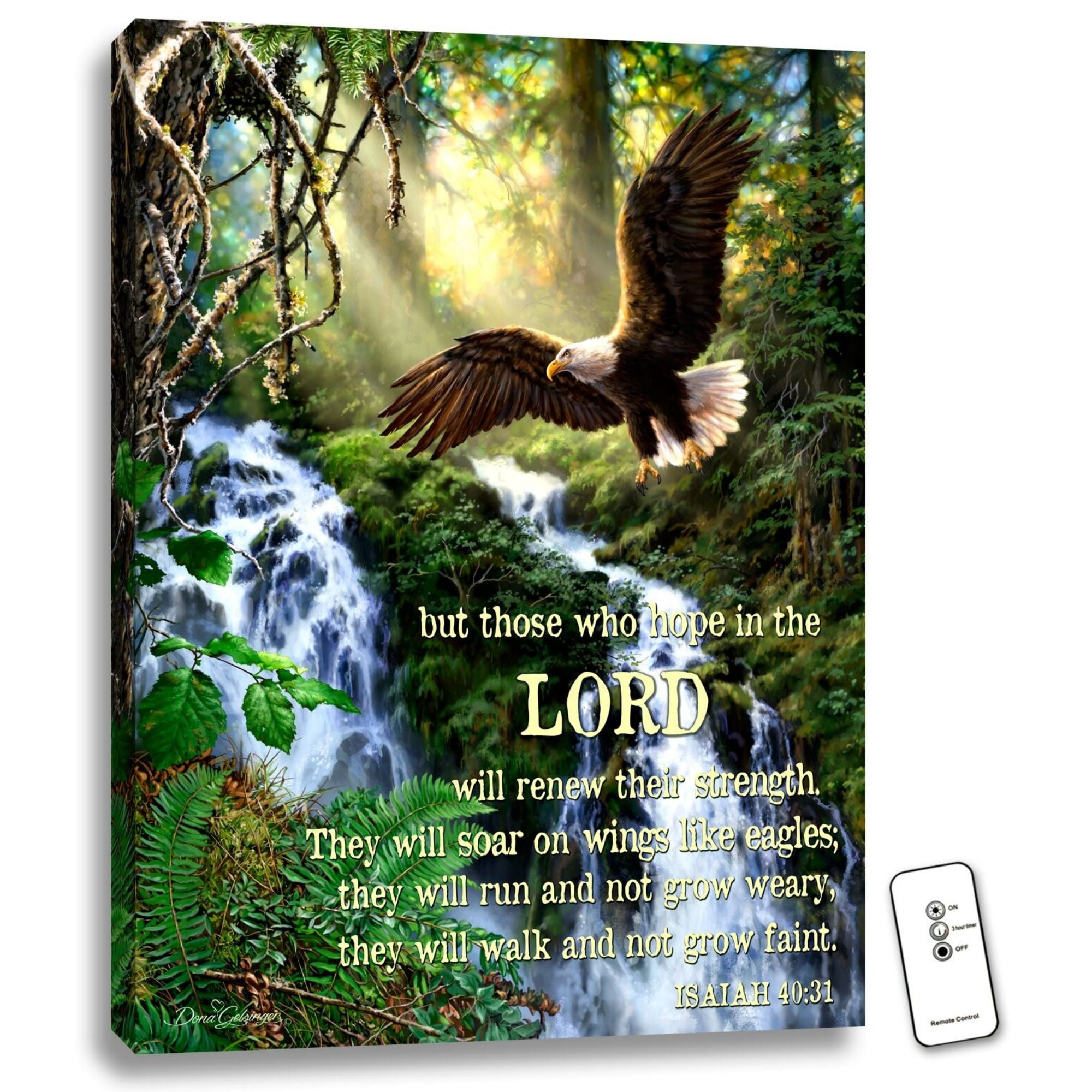 Glow Decor 24" x 18" Green and Brown Eagle's Flight Scripture Backlit ...