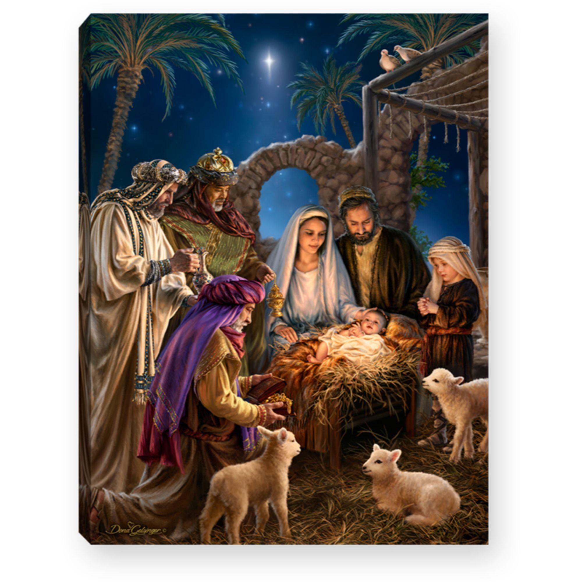 8" Blue and Yellow Nativity Scene Lighted Tabletop Decor - Walmart.com