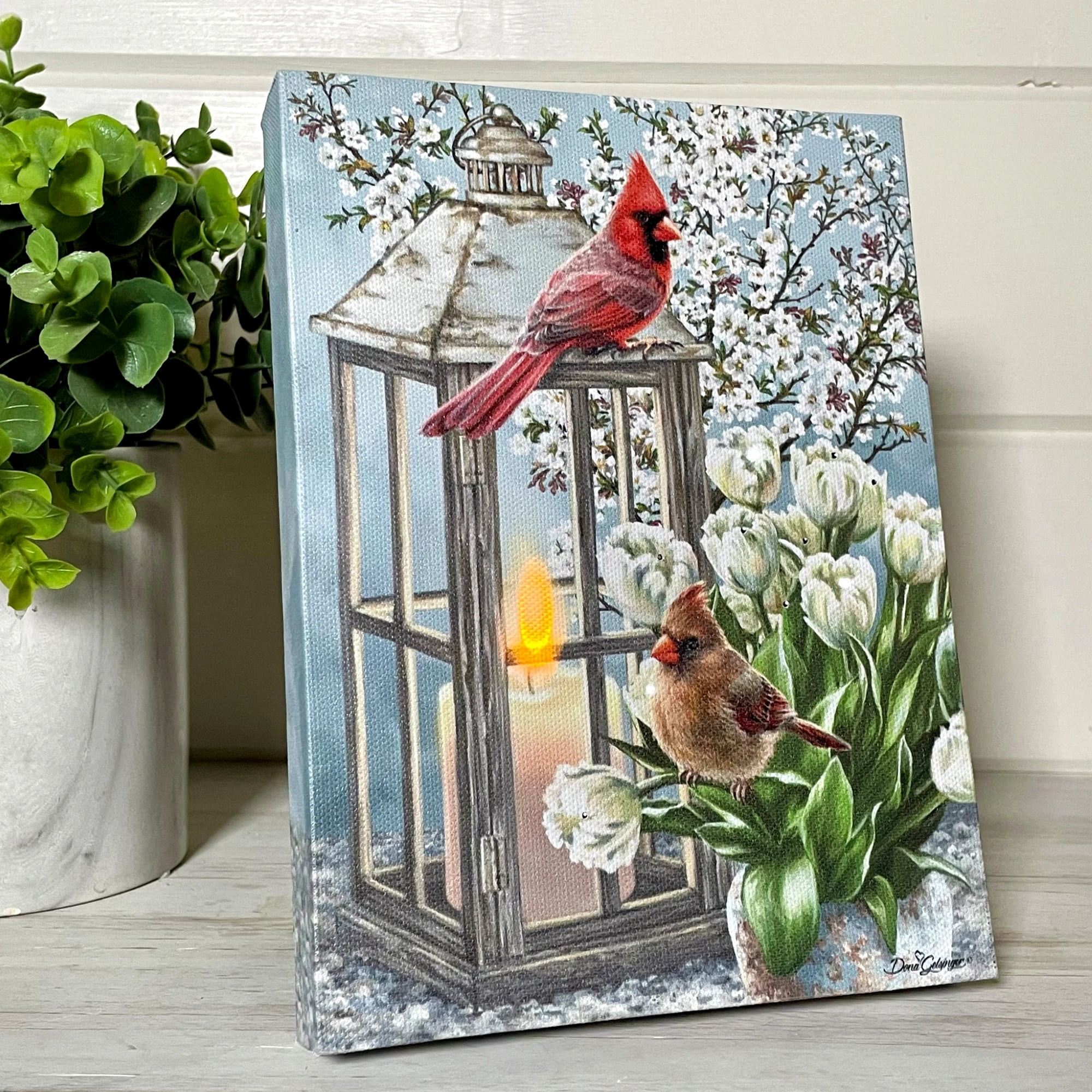 Crafted Creations LED Lighted Sweet Cardinals Canvas Art - 6" x 8 ...