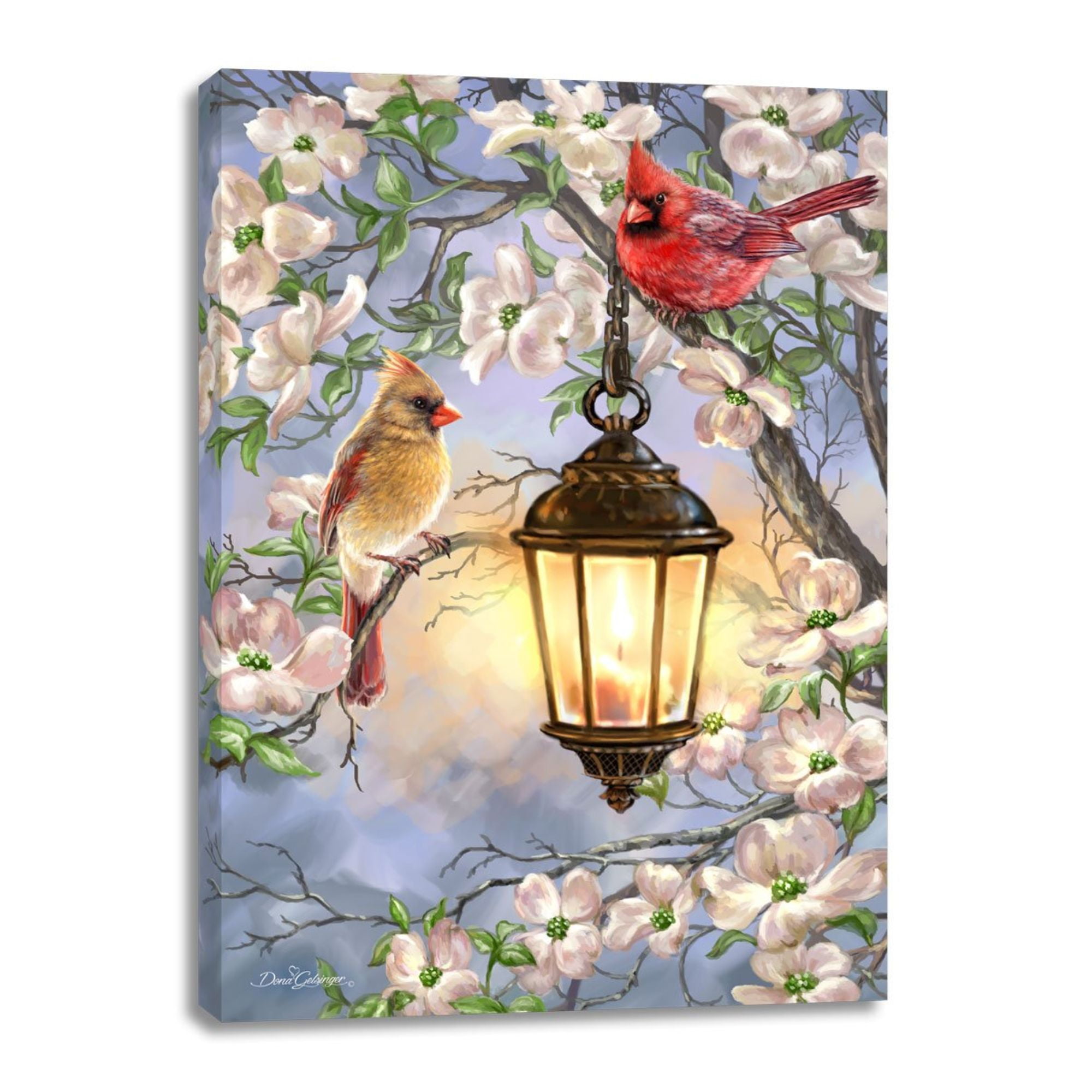 Glow Decor Blue and White Spring Lantern Rectangular Canvas Wall Art ...