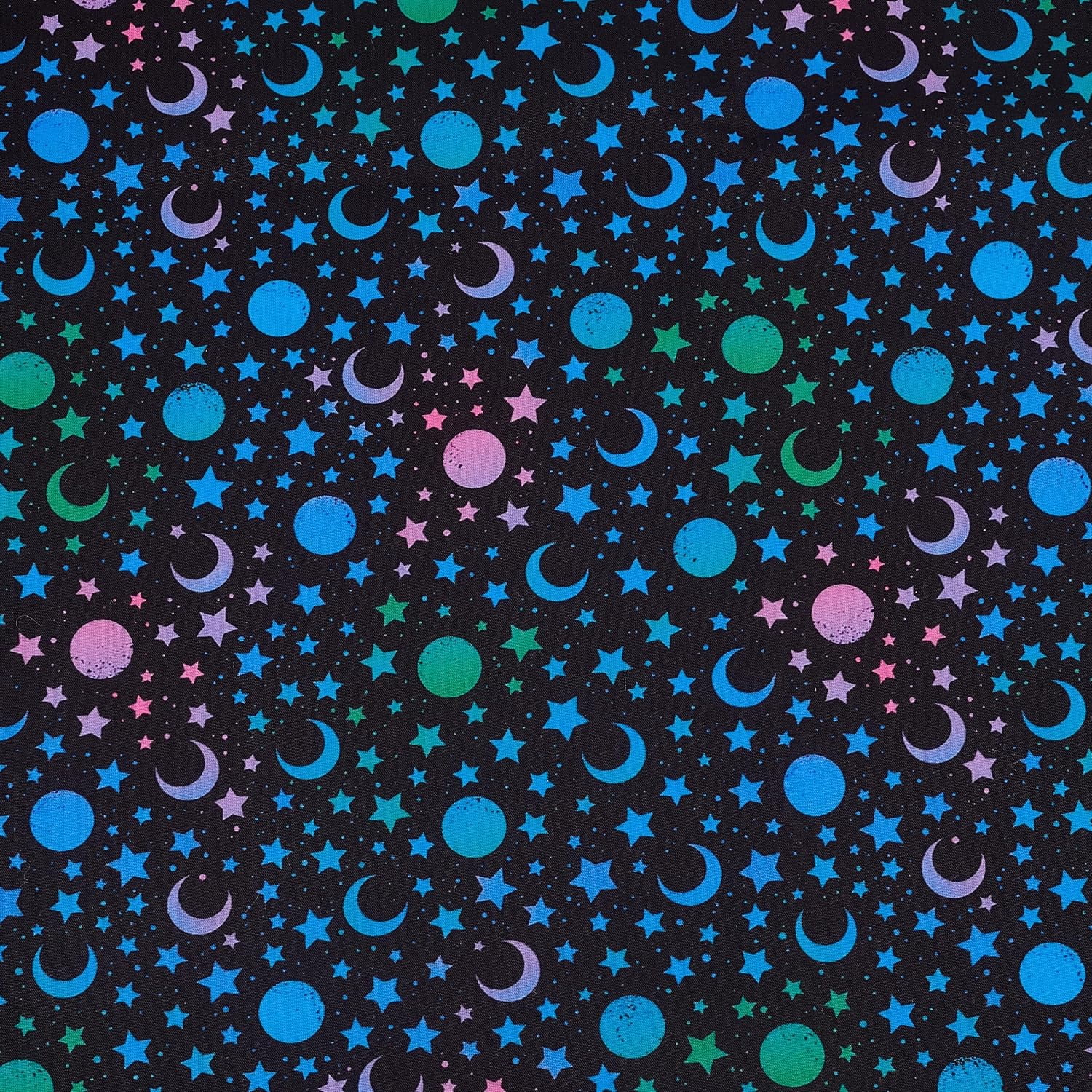 Glow Fabric by The Yard Luminous White Colorful Stars and Moon Fabric ...