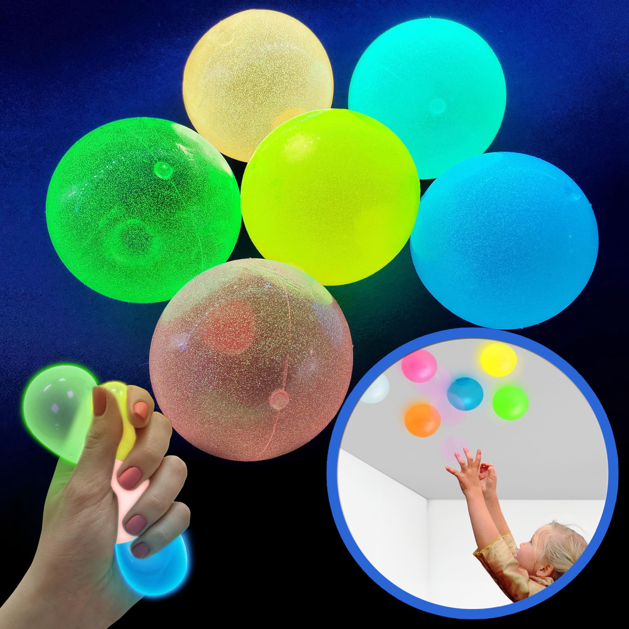 Glow Fever Glow in The Dark 2.36inch Sticky Ceiling Balls; Great for ...