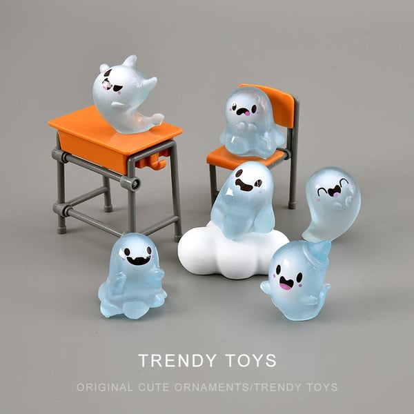 Glow Ghost Blind Box – 6 Random Mini Halloween Resin Figurines, Glow-in ...