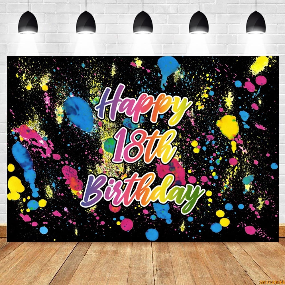 Glow Graffiti Birthday Backdrop Colorful Paint Splatter in The Dark 80 ...