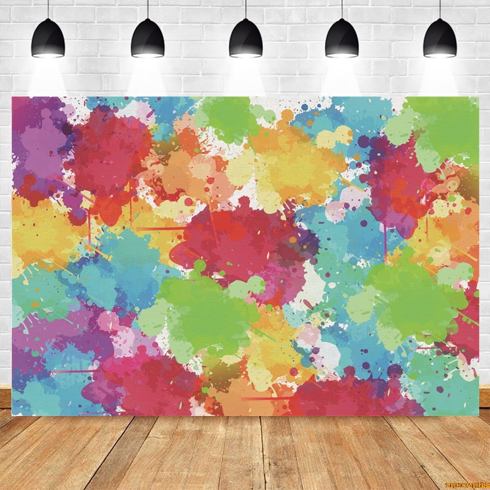 Glow Graffiti Birthday Backdrop Colorful Paint Splatter in The Dark 80 ...