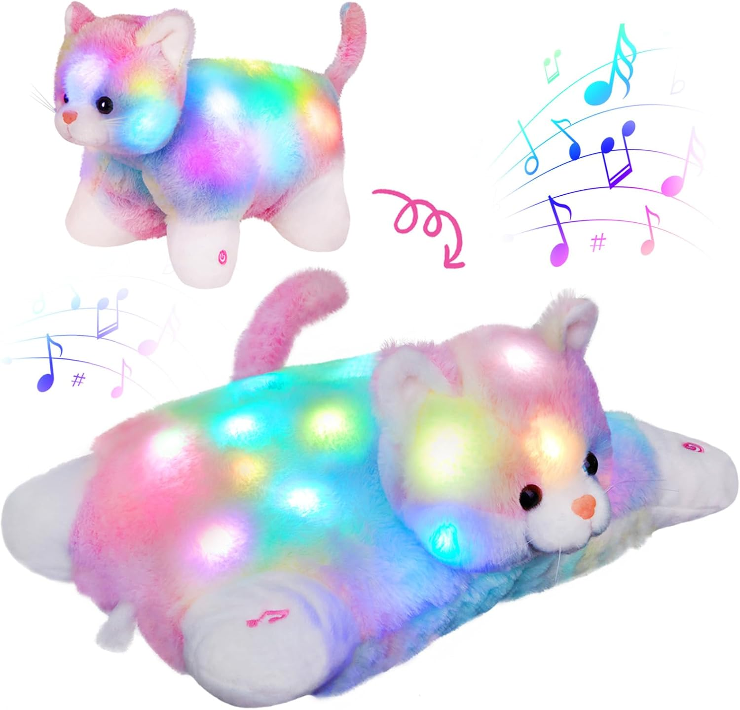 Glow Guards 16" Light Up Musical Rainbow Cat Stuffed Animal Glowing ...
