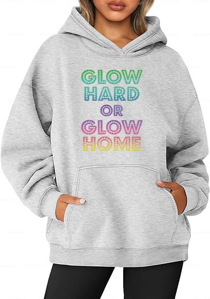 Glow Hard Or Go Home Hoodie Retro Neon 90s Aesthetic Birthday Party ...