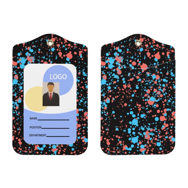 Glow In Dark Splatter Neon Id Card Badge Leather Holder Case Protector ...
