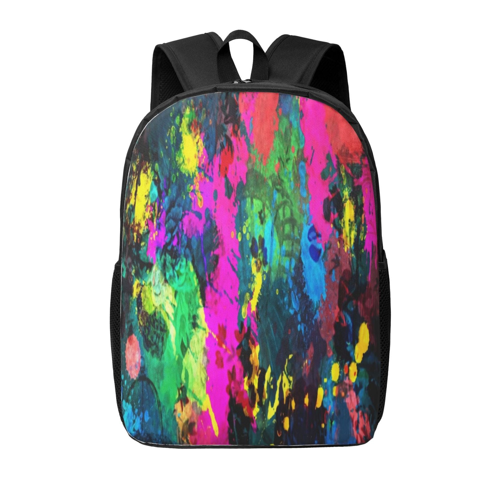 Glow In Dark Splatter Neon Lightweight Backpack Laptop Bag Bookbag For ...