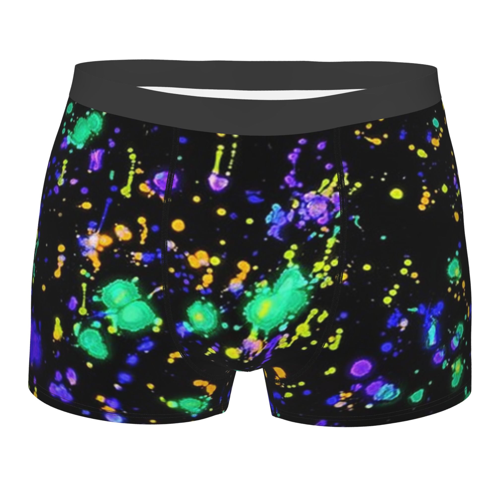 Glow In Dark Splatter Neon Mens Boxer Briefs Soft Stretch Underwear ...