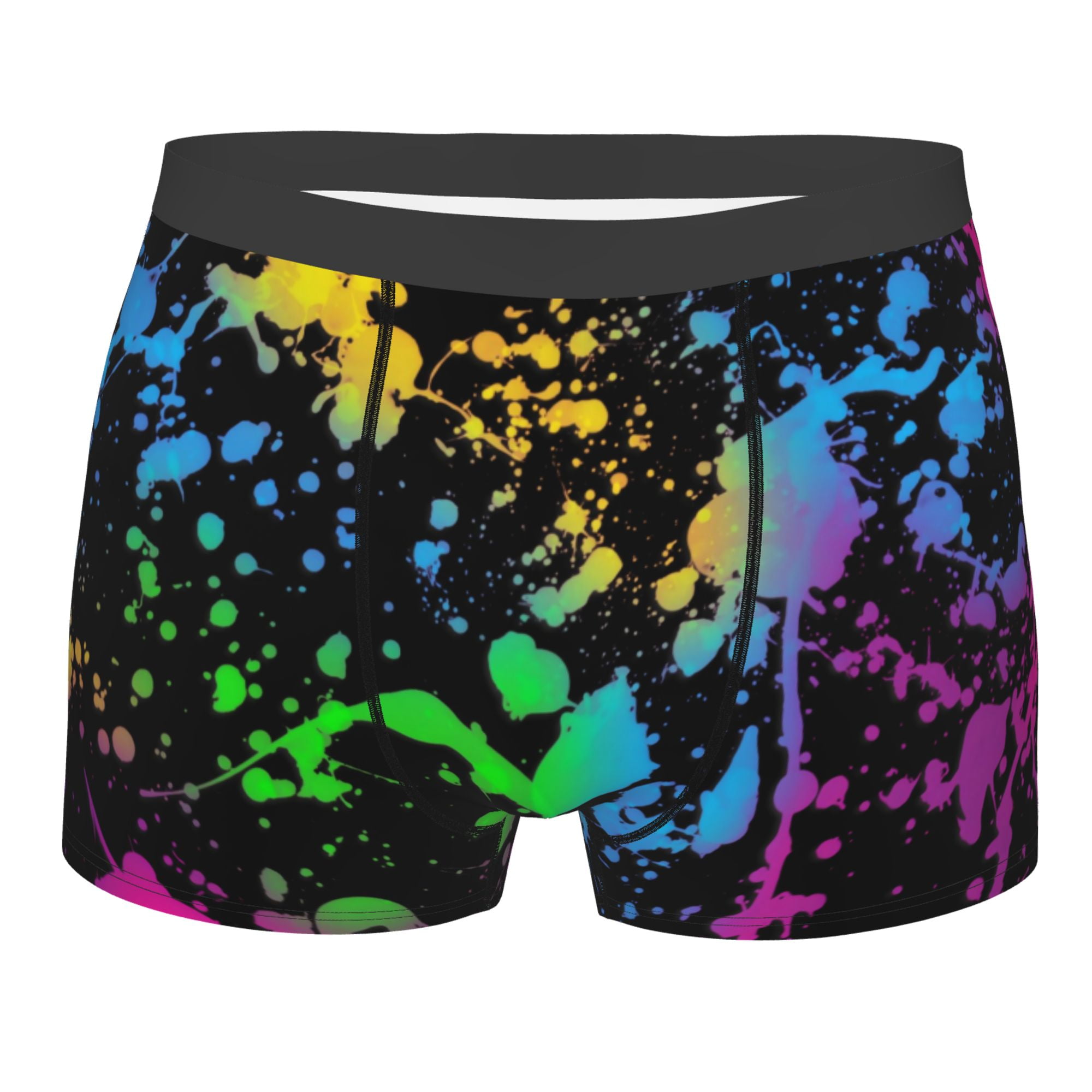 Glow In Dark Splatter Neon Mens Boxer Briefs Soft Stretch Underwear ...