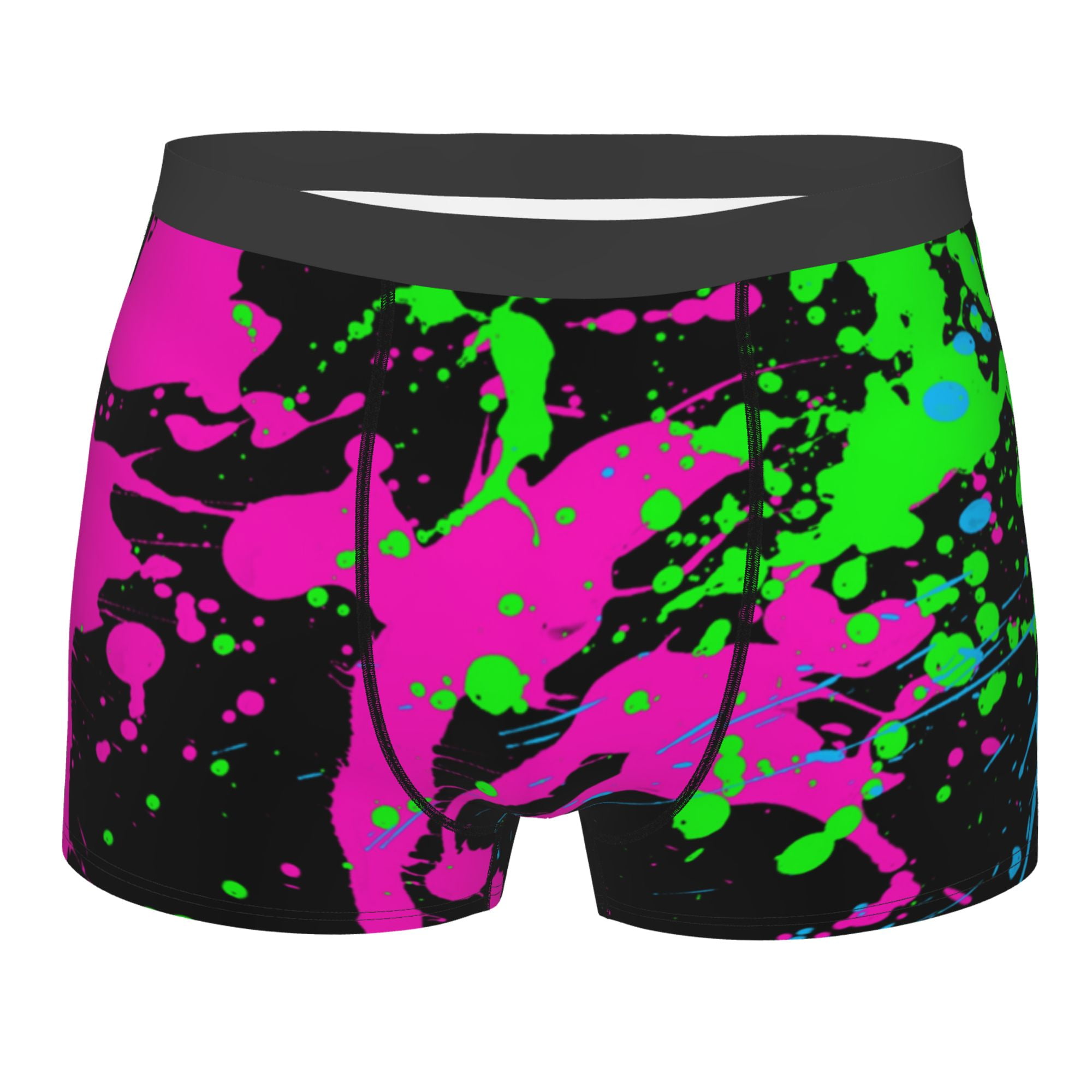 Glow In Dark Splatter Neon Mens Boxer Briefs Soft Stretch Underwear ...