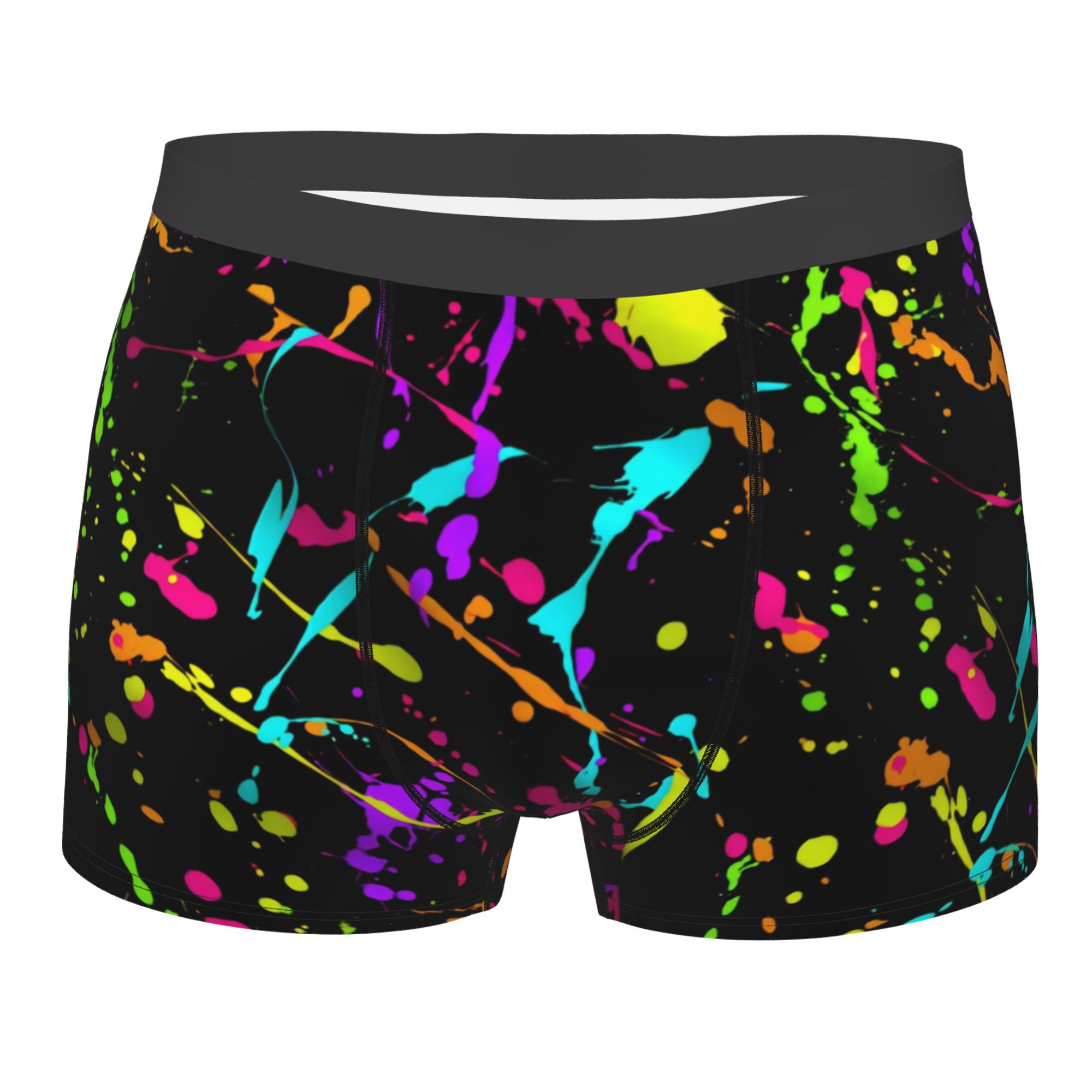 Glow In Dark Splatter Neon Mens Boxer Briefs Soft Stretch Underwear ...