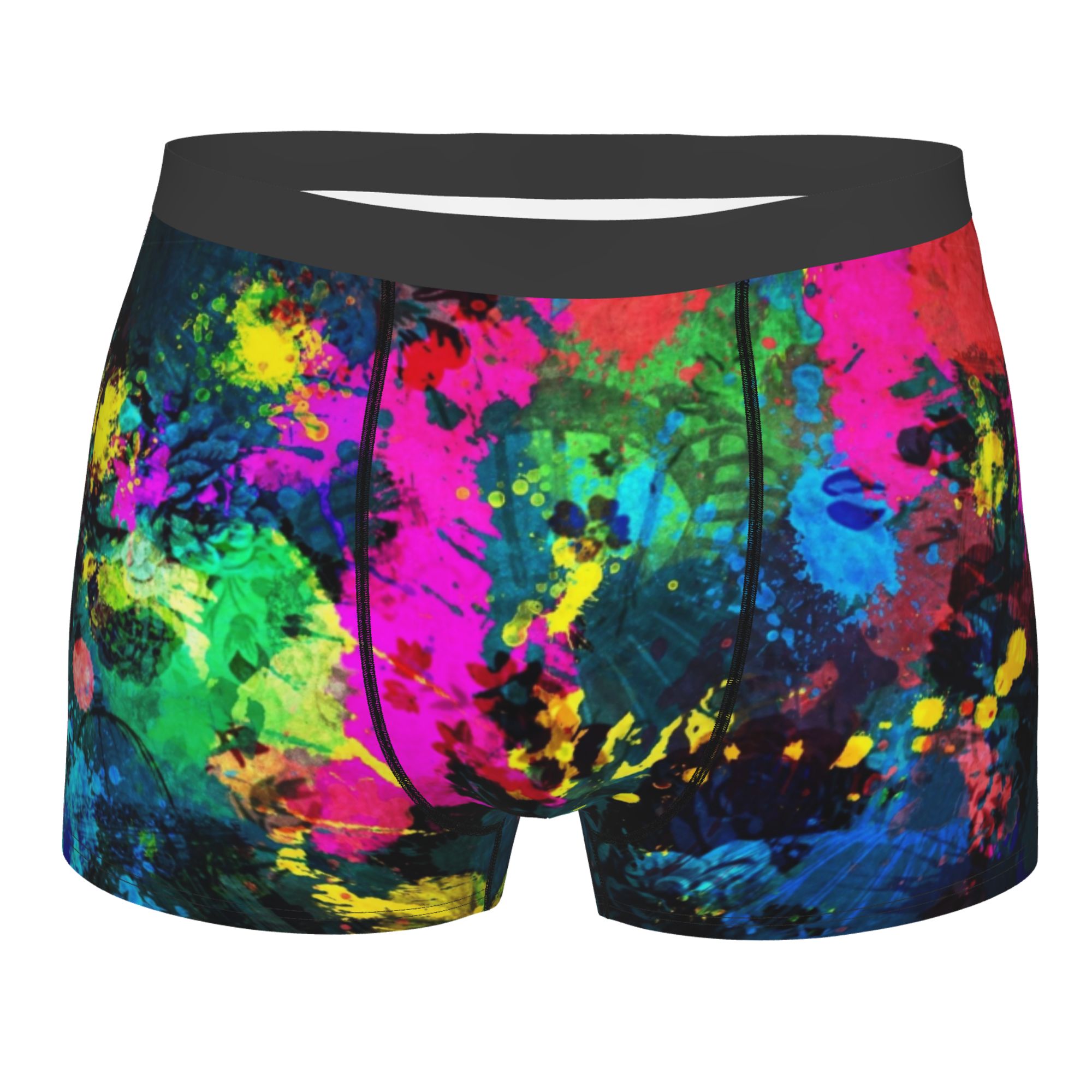 Glow In Dark Splatter Neon Mens Boxer Briefs Soft Stretch Underwear ...