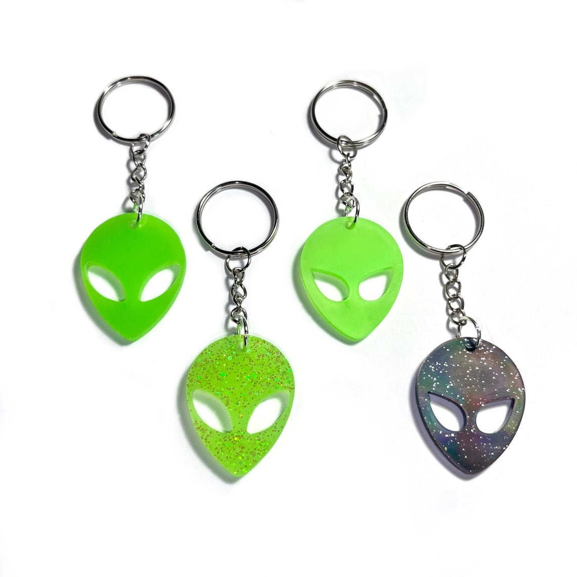 Glow In The Dark Alien Keychain, Black light Keychain, Key Ring, Car ...