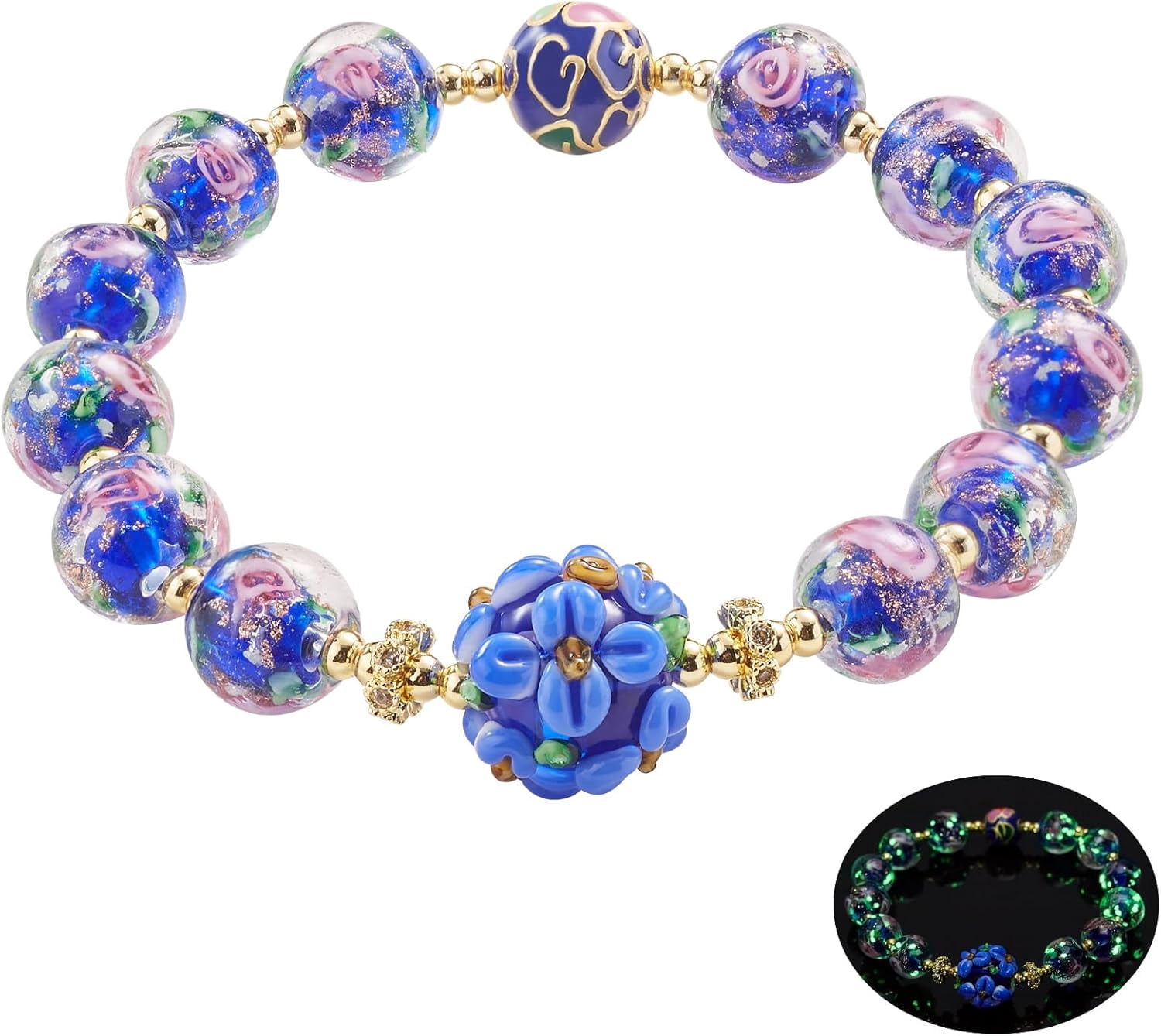 Glow In The Dark Beaded Bracelets - Firefly Beads Stretch Bracelet For ...