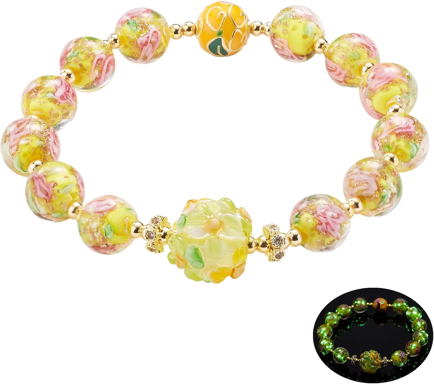 Glow In The Dark Beaded Bracelets - Firefly Beads Stretch Bracelet For ...