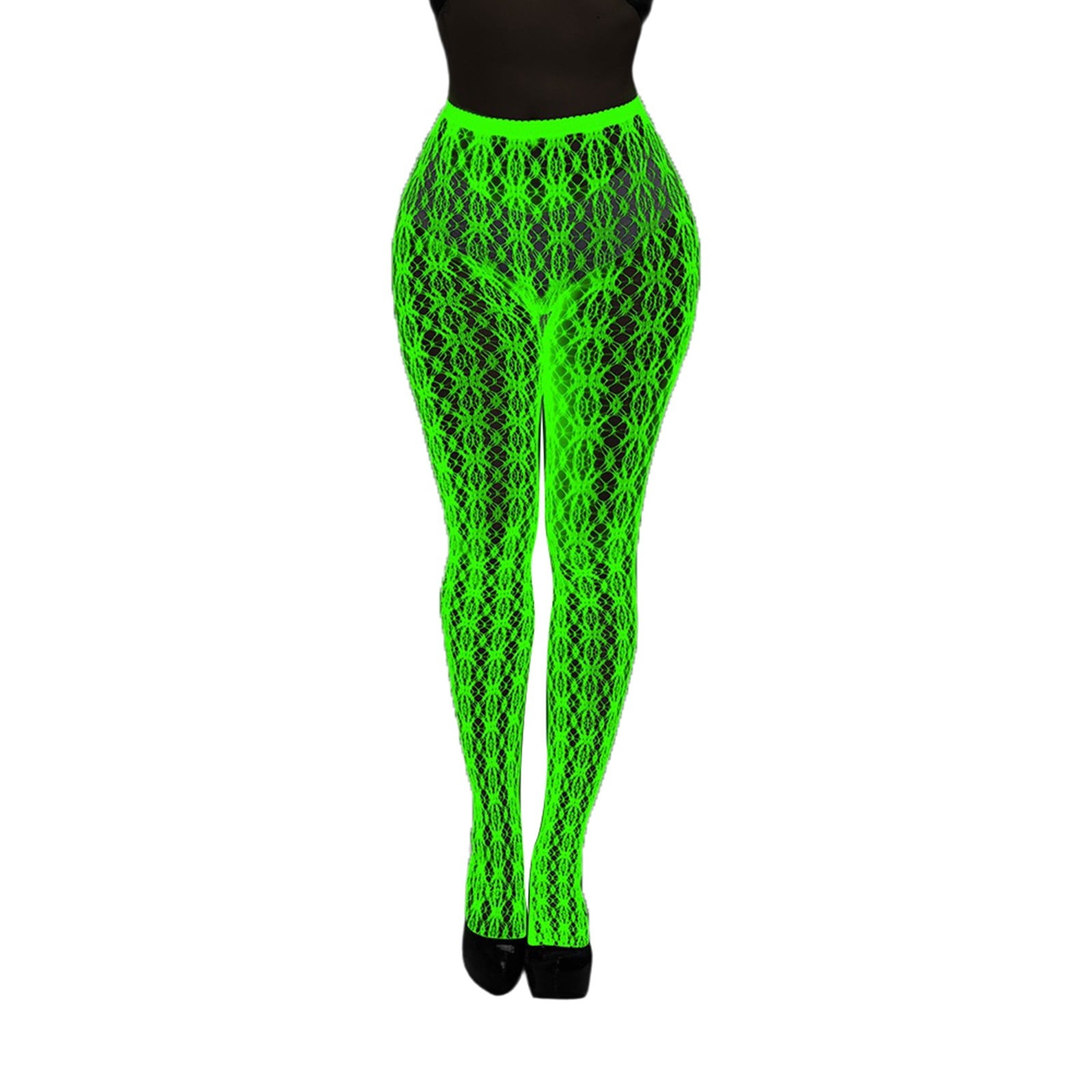 Glow In The Dark Fishnet Stockings With Striped Luminous Pattern Sheer ...