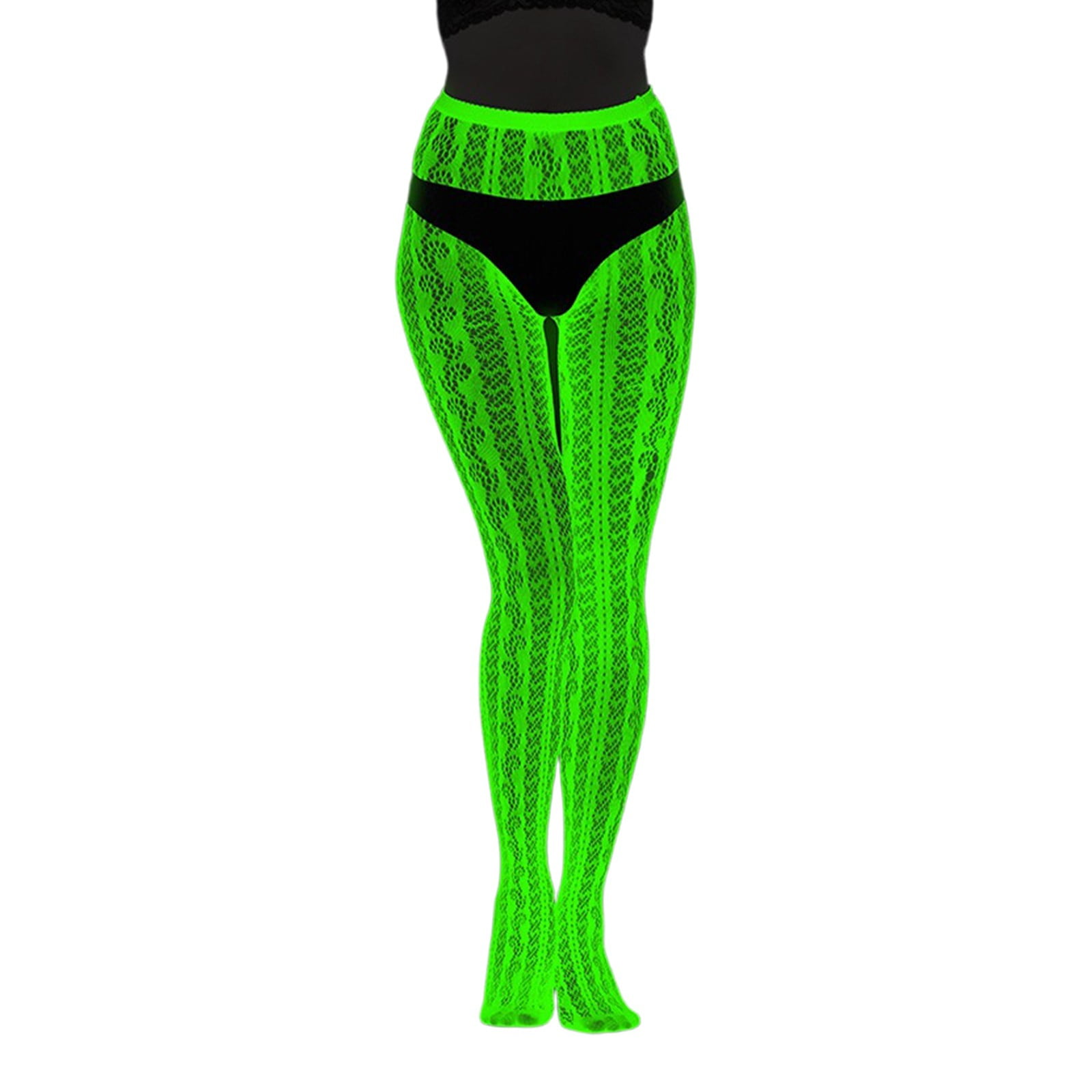 Glow In The Dark Fishnet Stockings With Striped Luminous Pattern Sheer ...