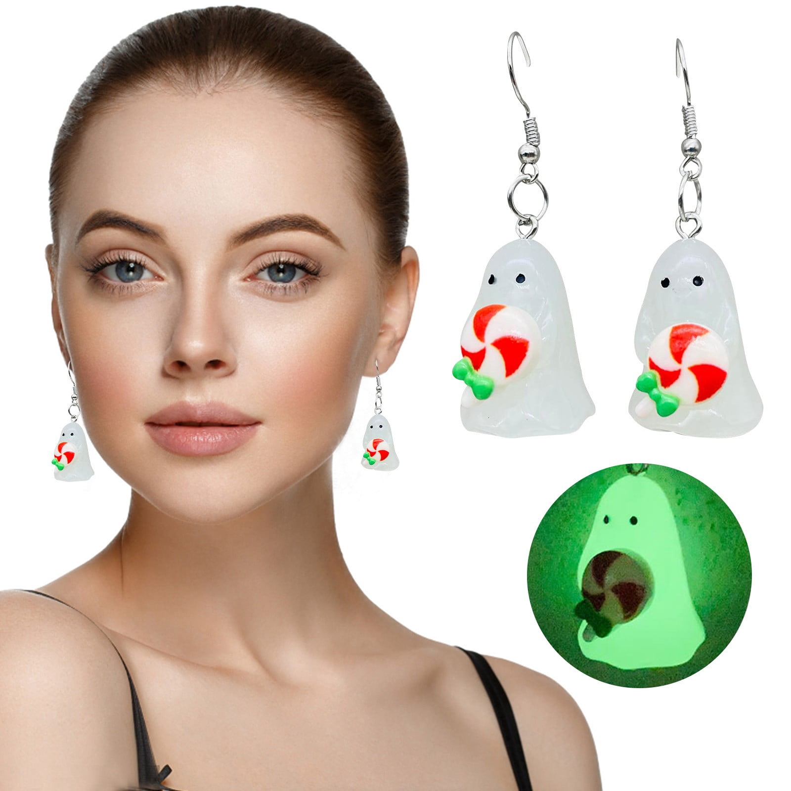 Glow In The Dark Halloween Earrings 3D Pumpkin Dangle Party Jewelry ...
