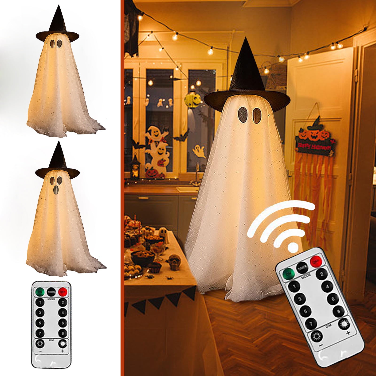 Glow-In-The-Dark Halloween Ghost Decorations – 3-Pack Led Fabric Ghosts ...