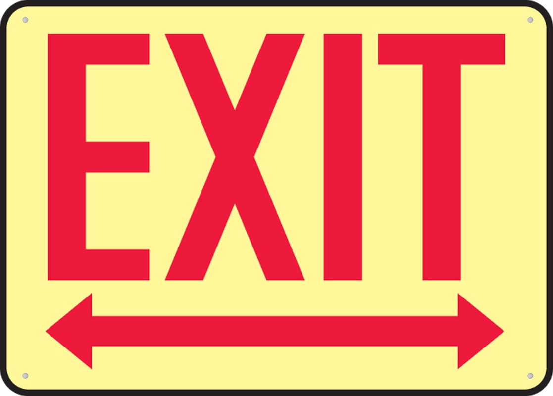 Glow In The Dark Safety Sign Exit Arrow Right And Left Outdoor, Uv ...